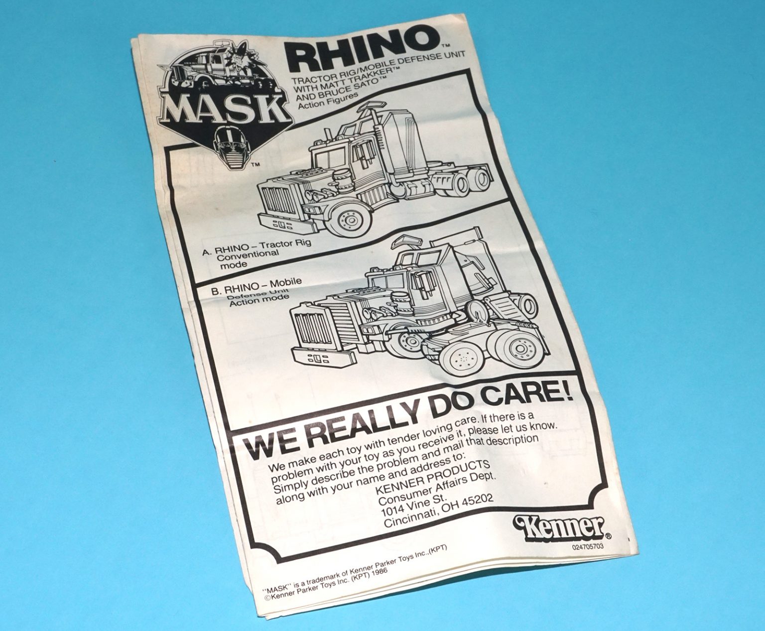 M.A.S.K RHINO TRACTOR RIG COMPLETE BOXED US BOX SHORT MASKS 1985 KENNER ...