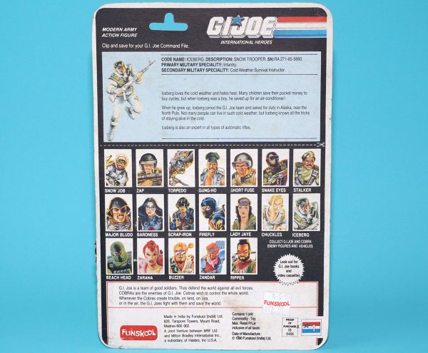 1990 GI JOE 1986 ICEBERG v1 UNCUT FILE CARD CARDBACK FUNSKOOL INDIA HTF ...