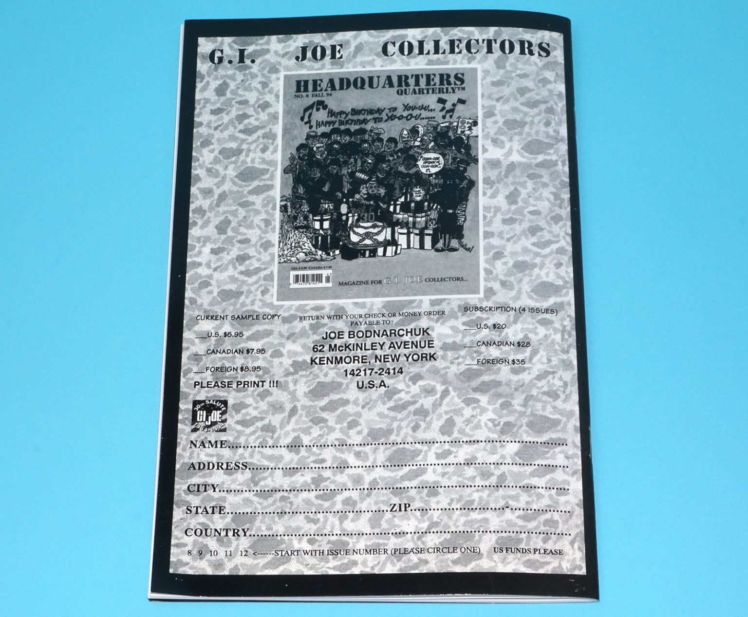 1994 GI JOE BARRACKS THE G.I. JOE COLLECTORS MAGAZINE MAIN PUBLISHING ...