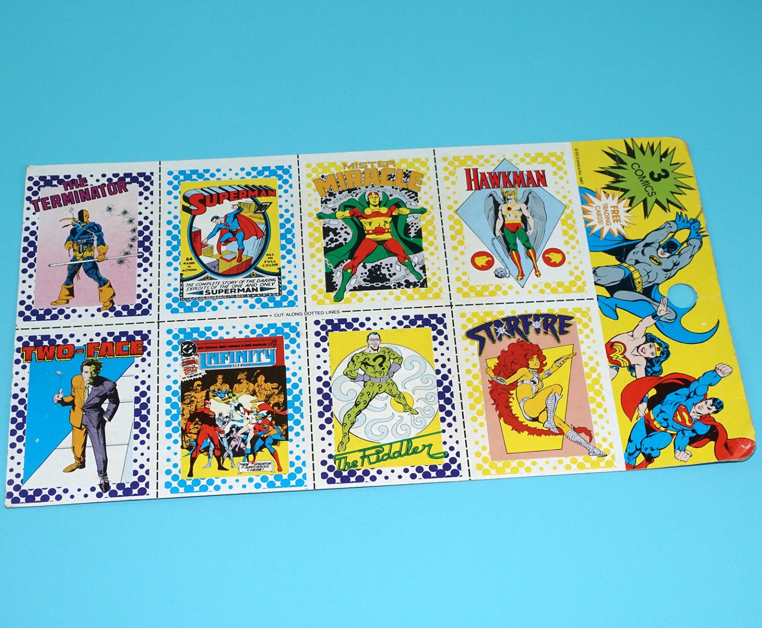 DC COMICS GREAT HEROES / VILLAINS TRADING CARDS UNCUT SHEET 3 COMICS ...