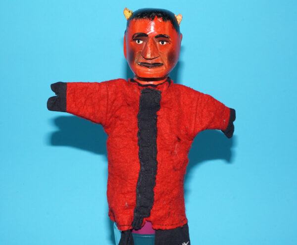 PUNCH & JUDY HAND DEVIL SATAN PUPPET 1980s VINTAGE WOODEN HEAD ...