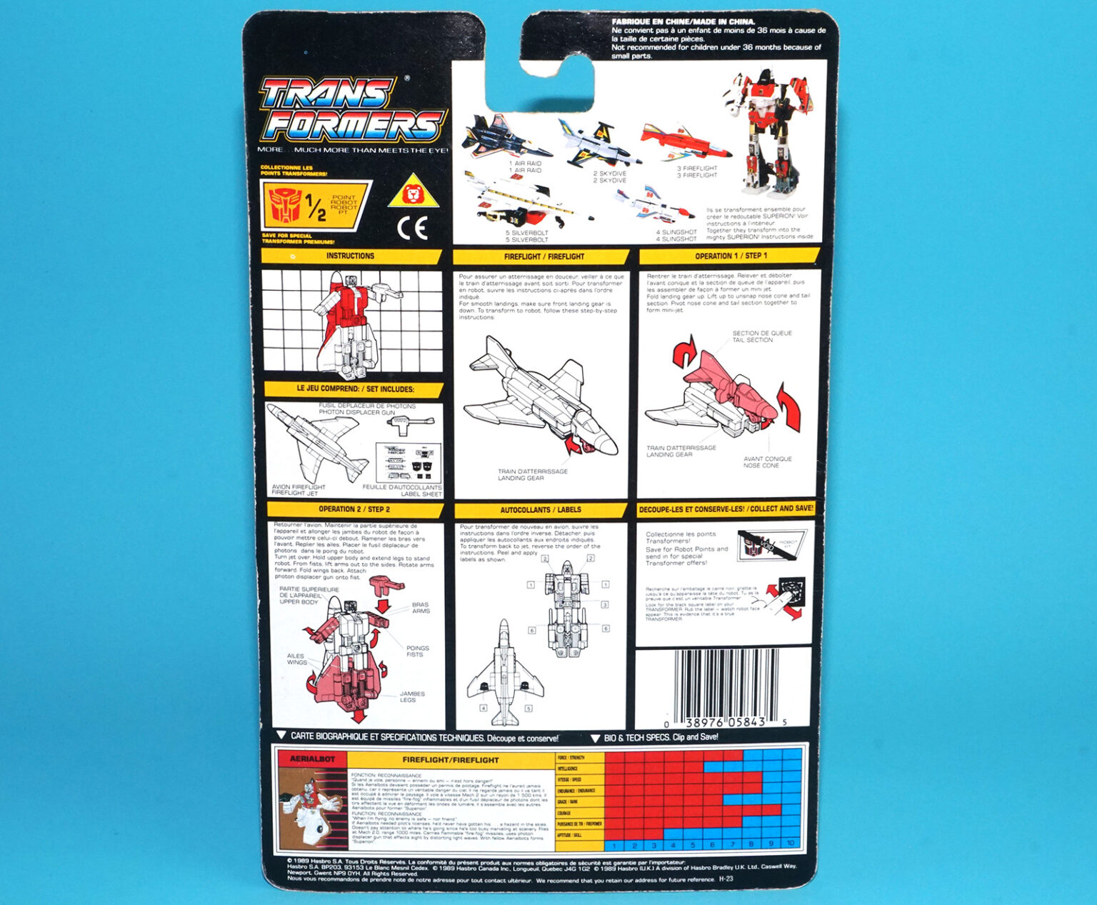 TRANSFORMERS G1 CLASSIC AERIALBOT FIREFLIGHT TECH SPECS FILE CARD ...