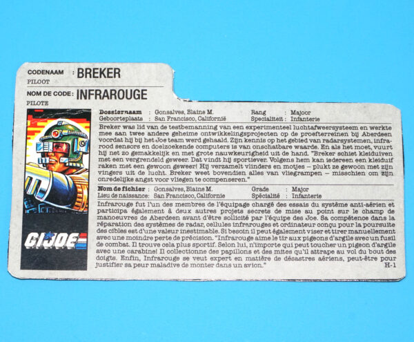 1987 GI JOE BF2000 KNOCKDOWN v1 FILE CARD FILECARD NL FR BENELUX HASBRO ...