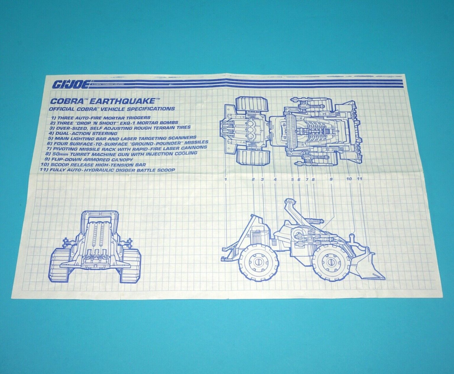 1992 GI JOE EARTHQUAKE SPARE BLUEPRINT INSTRUCTIONS US USA HASBRO ...
