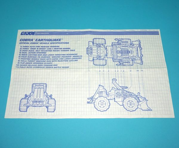 1992 GI JOE EARTHQUAKE SPARE BLUEPRINT INSTRUCTIONS US USA HASBRO ...