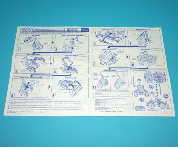 1992 GI JOE EARTHQUAKE SPARE BLUEPRINT INSTRUCTIONS US USA HASBRO ...