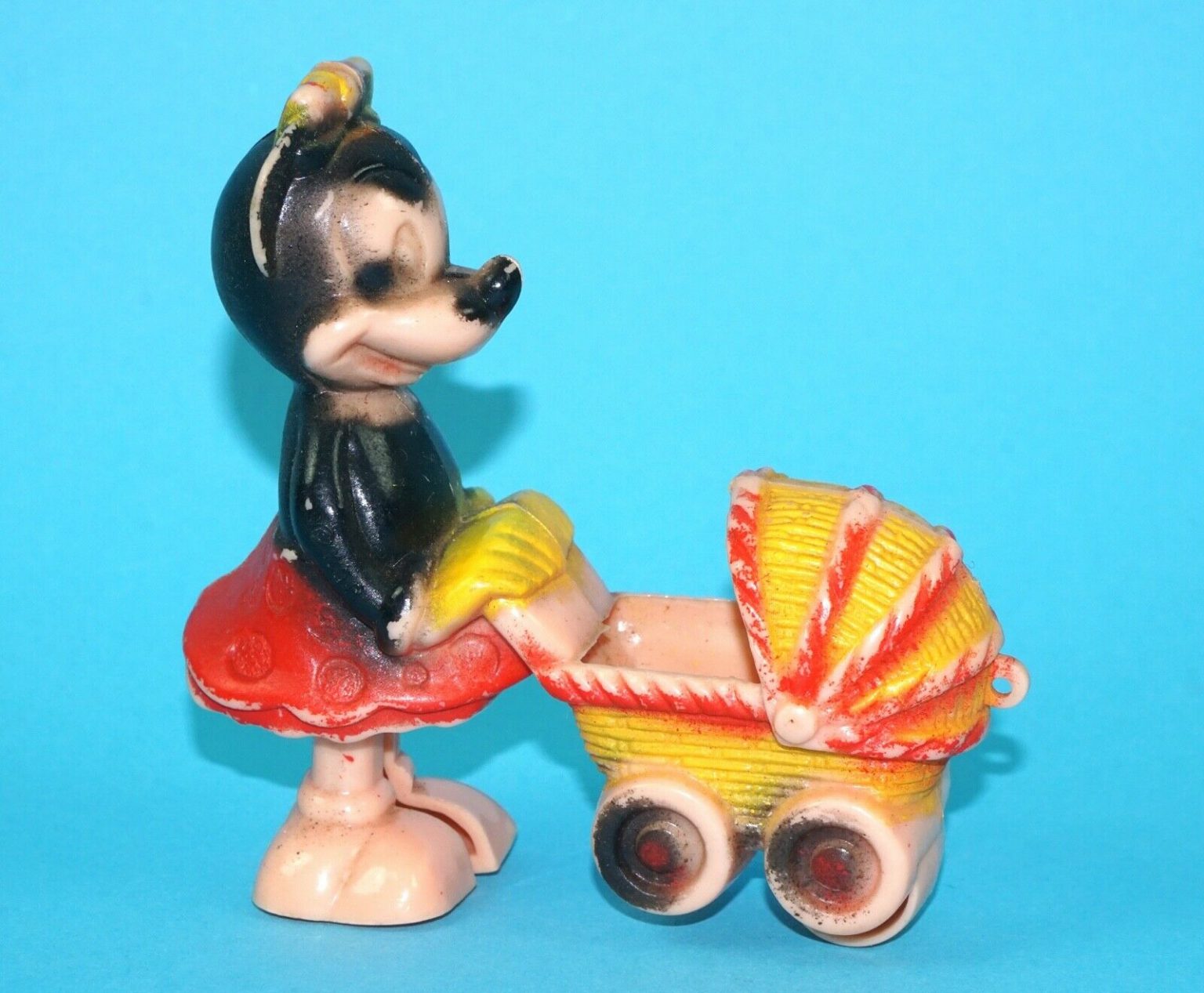 DISNEY RAMP WALKER MINNIE MOUSE & PRAM 1950s MARX - Boonsart shop