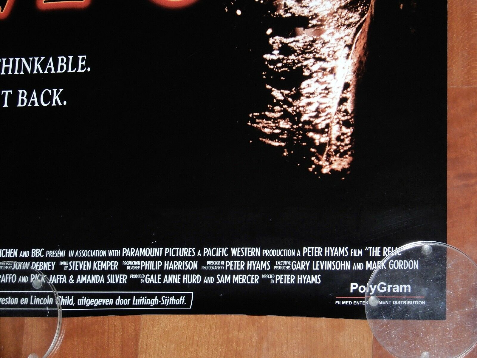 ORIGINAL MOVIE POSTER THE RELIC 1997 DUTCH UNFOLDED SS ADVANCE ONE ...