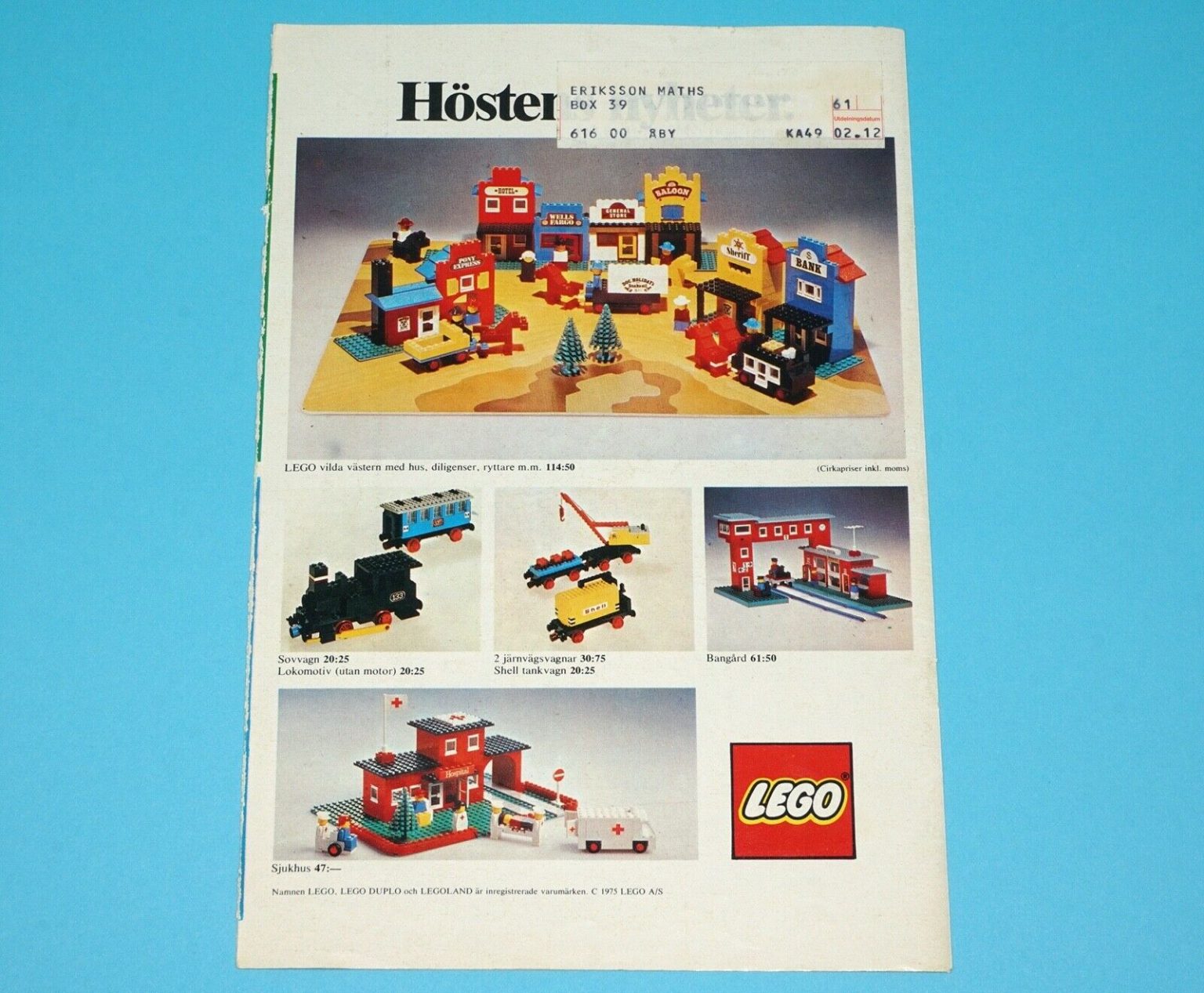 LEGO MAGAZINE ADVERT LEGOLAND 1970s LEGO GRUPPEN SWEDEN - Boonsart shop