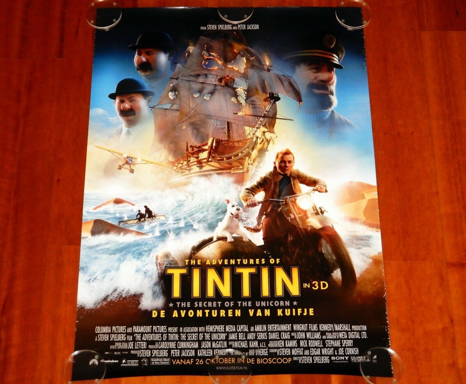 ORIGINAL MOVIE POSTER THE ADVENTURES OF TINTIN 2011 UNFOLDED INTL DUTCH ...